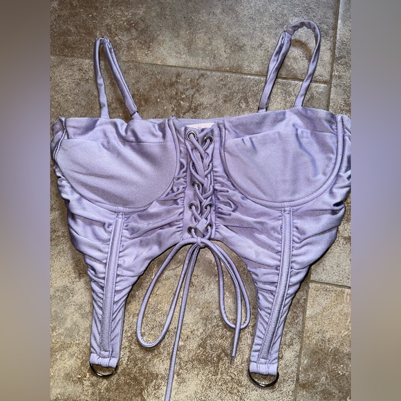 Hot And Delicious | Tops | Hot And Delicious Purple Tie Crop Corset ...